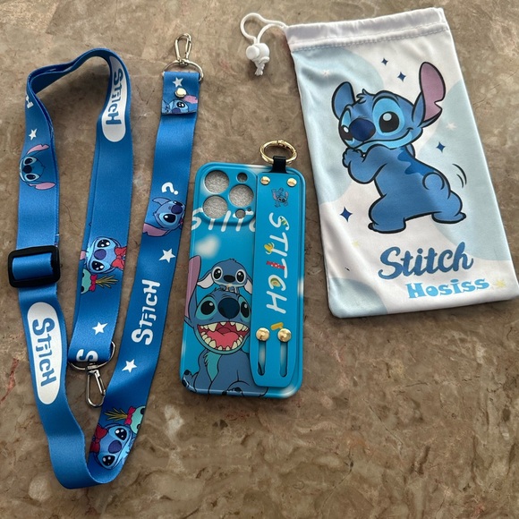 Disney | Accessories | Disney Stitch Iphone 3 Pro Case Cover With Strap ...